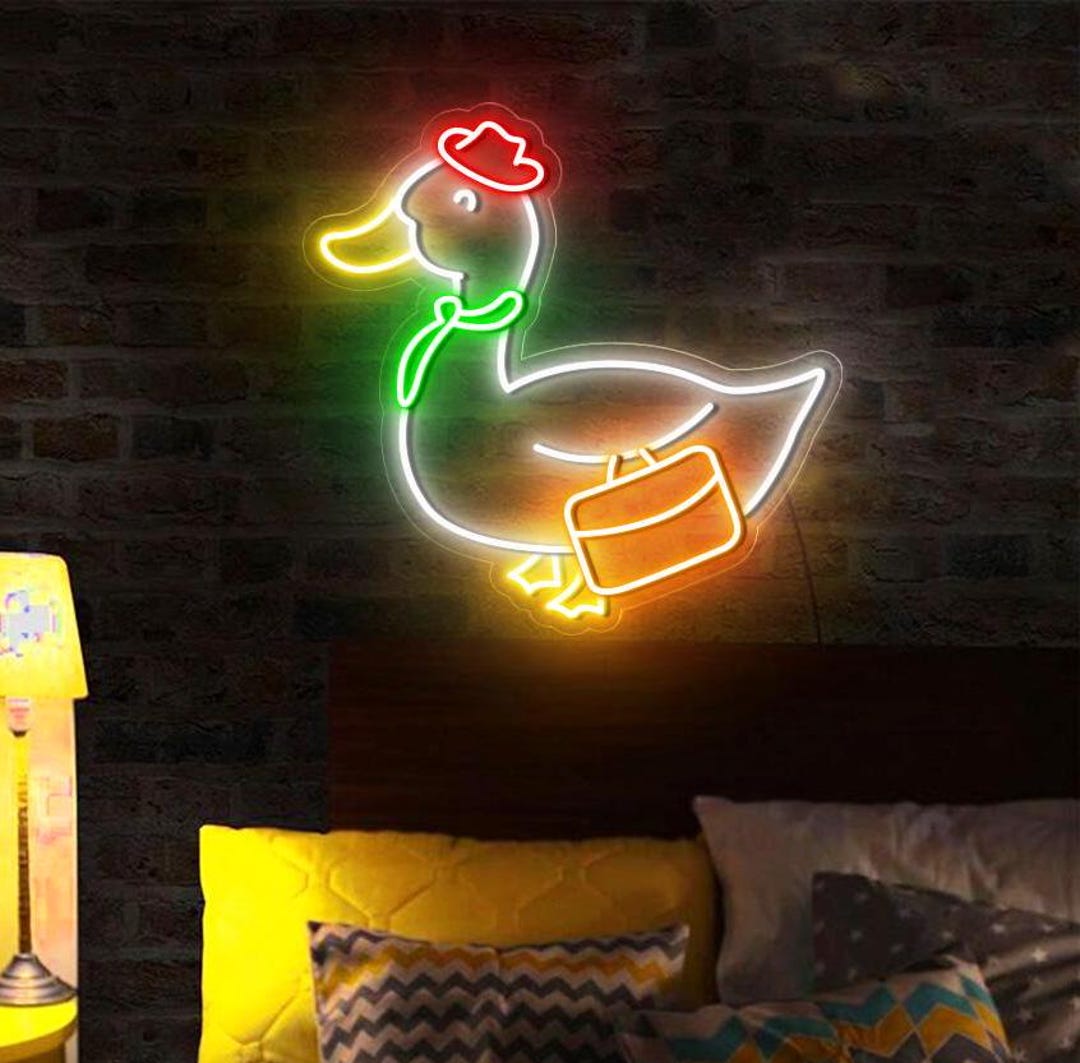 Custom Cowboy Duck LED Neon, Duck Cowboy Neon Sign, Duck Working Lights ...