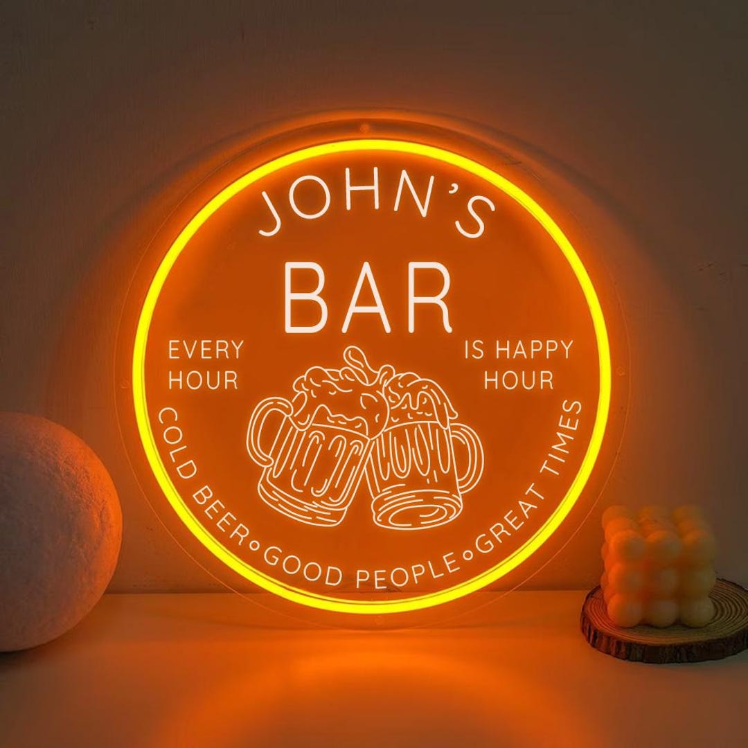 Bar Neon Sign, Beer Neon Sign, Beer Club LED Neon, Name Beer Cup Neon ...