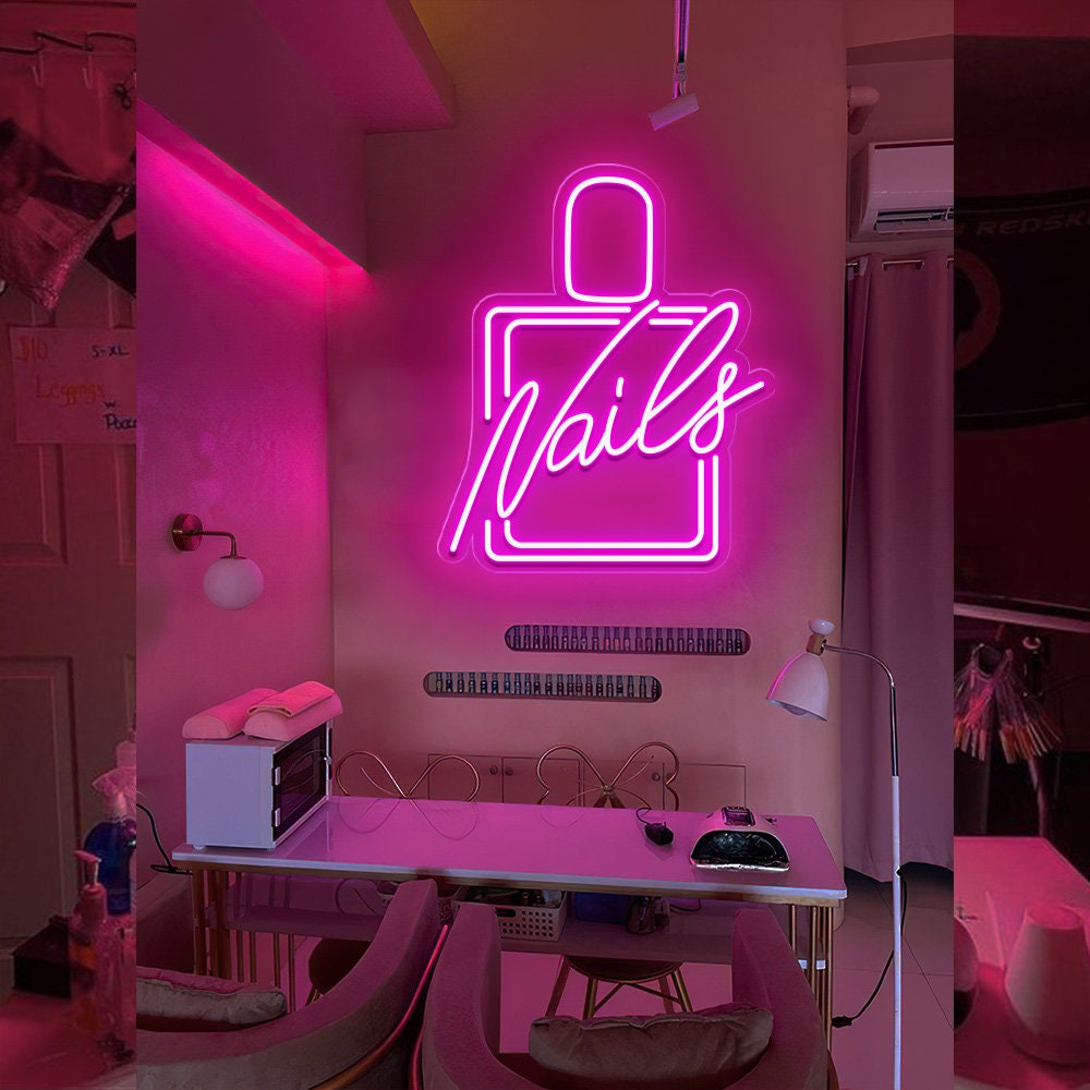 Nail Polish LED Neon Sign,nail Neon Lights Wall,nail Custom Business ...