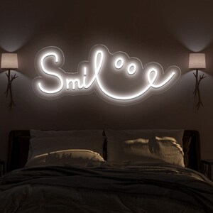 Smile Neon Sign, Happy Face Neon Sign, Smile Coffee LED Sign ...