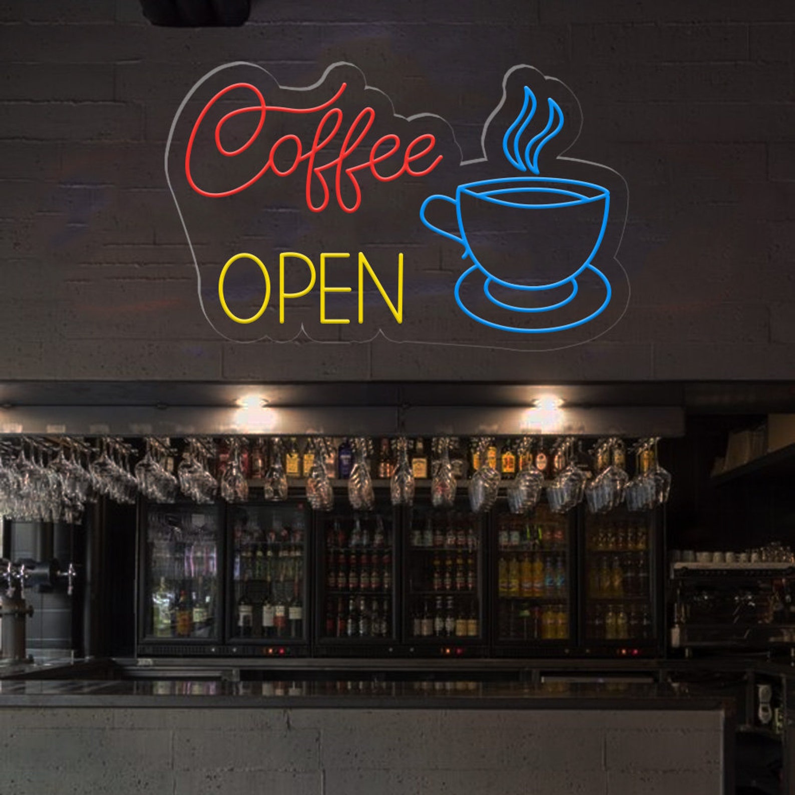 Open Coffee Neon Signs,kitchen Led,personalized Coffee Sign,club Cafe ...