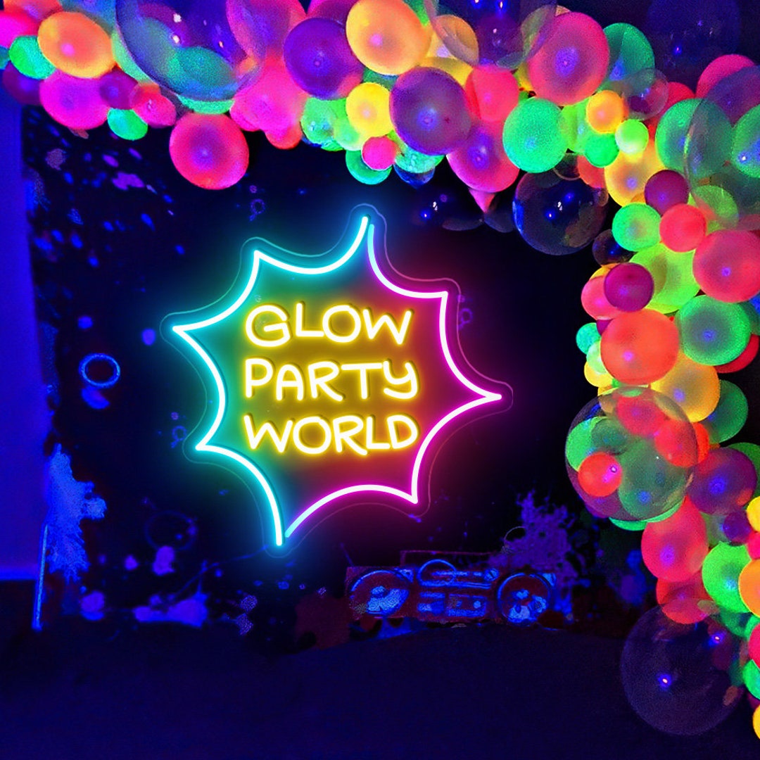 Glow Party World LED Sign, Bar and Chill Neon Sign, Open Bar Neon Sign ...