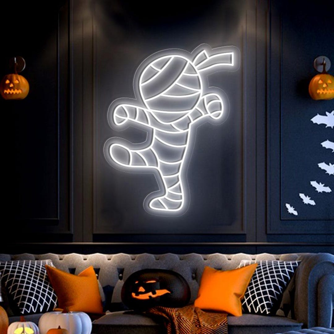 Mummy Neon Sign, Cute Mummy LED Sign, Zombie Neon Sign,halloween Mummy ...