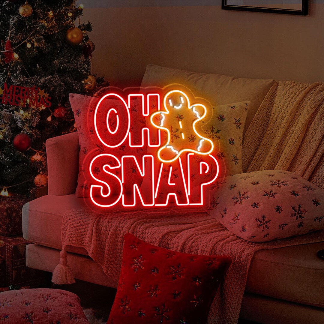Oh Snap Neon Sign, Gingerbread Man Neon Sign, Christmas Neon Sign ...
