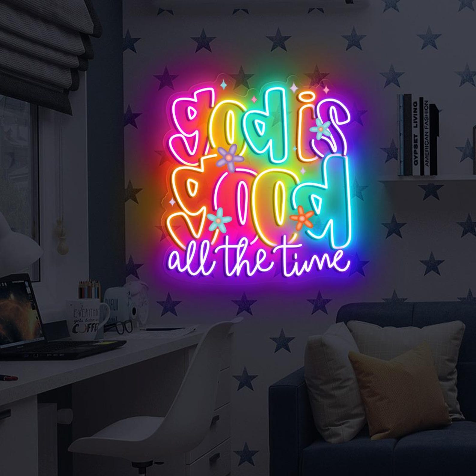 God is Good All the Time Neon Sign, Preppy Christian Neon Gifts, Bible ...