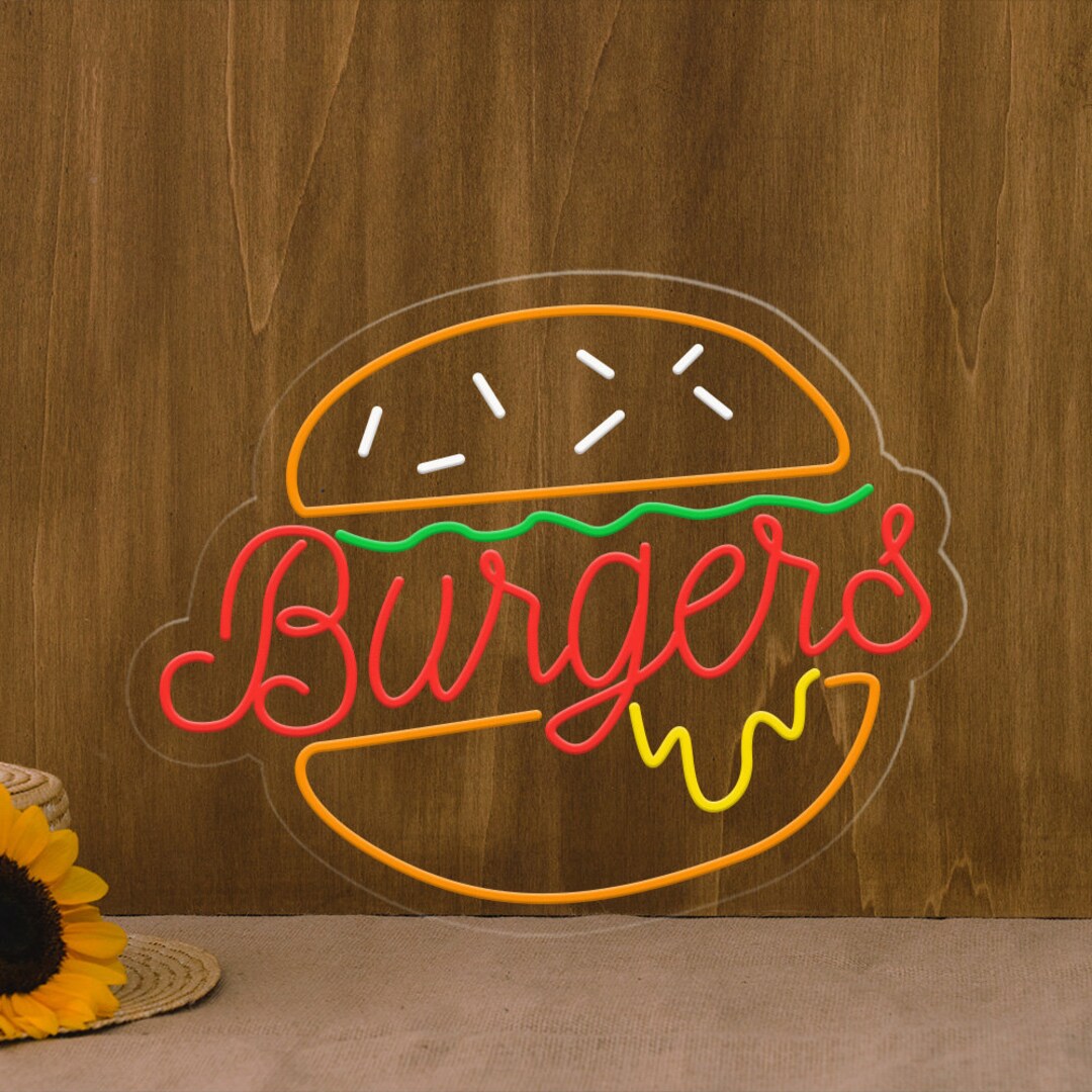 Custom BURGER Neon Sign, Open Burger Led Sign, Restaurant Sign,kitchen ...