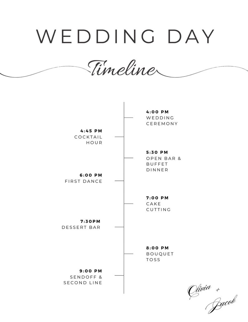 Custom Wedding Timeline Printable, Ceremony Schedule Canva Template - Etsy