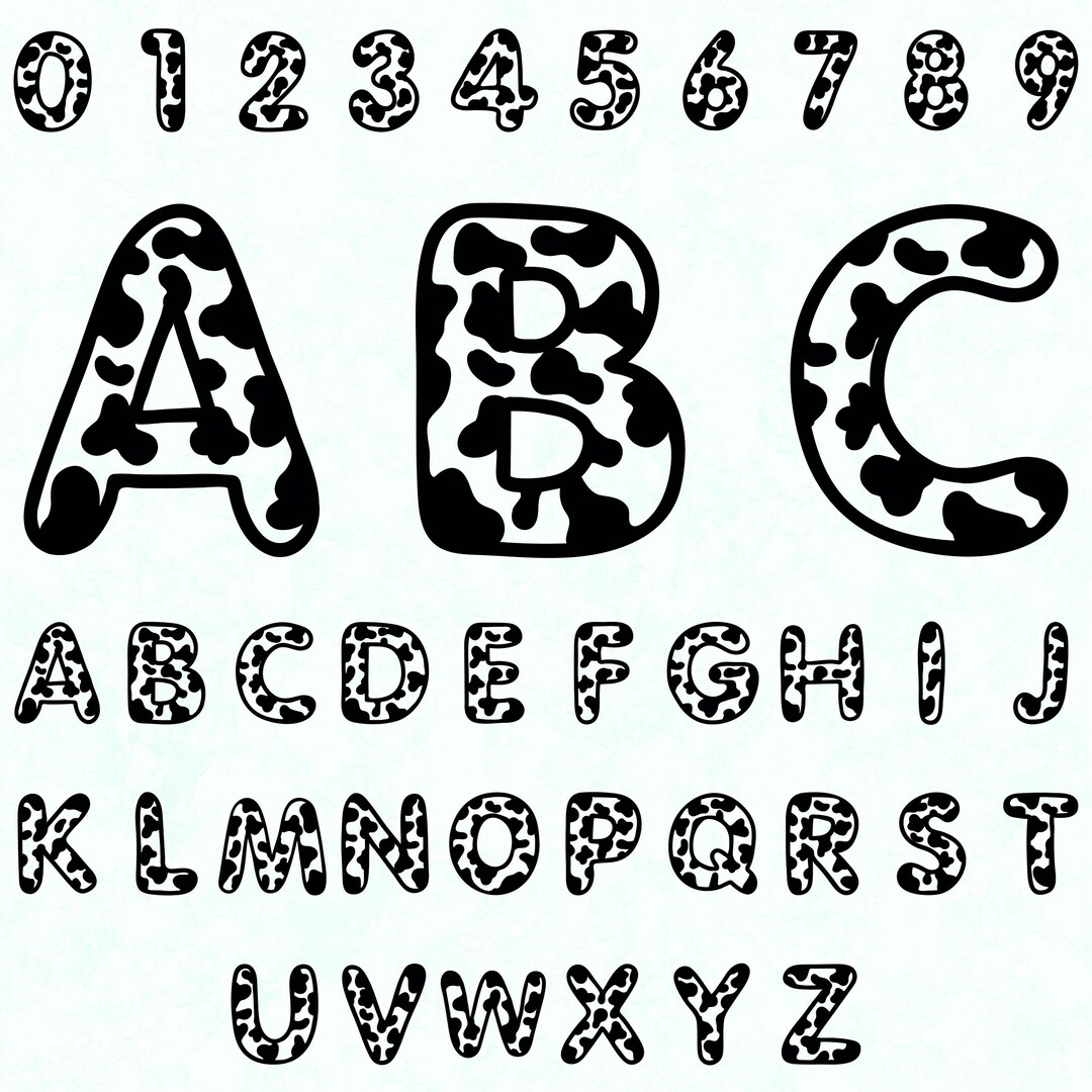Cow Alphabet Svg Cow Letters Svg Cow Font Svg Animal Font Cow Numbers ...
