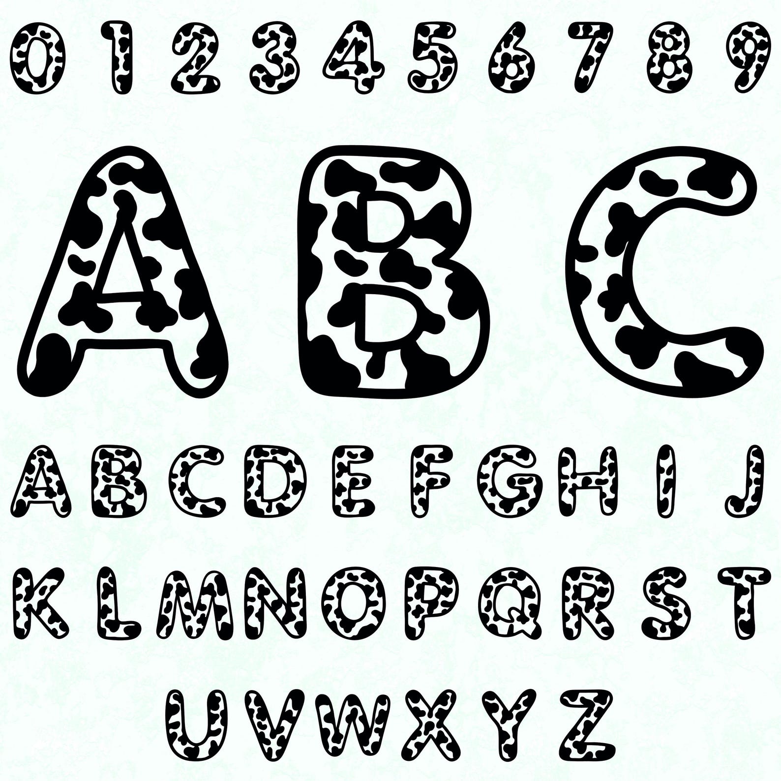 Cow Alphabet Svg Cow Letters Svg Cow Font Svg Animal Font Cow Numbers ...