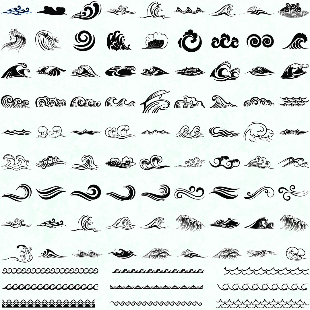Wave Svg Bundle, Water Waves Svg, Ocean Waves Svg, Drop Svg, Tidal ...