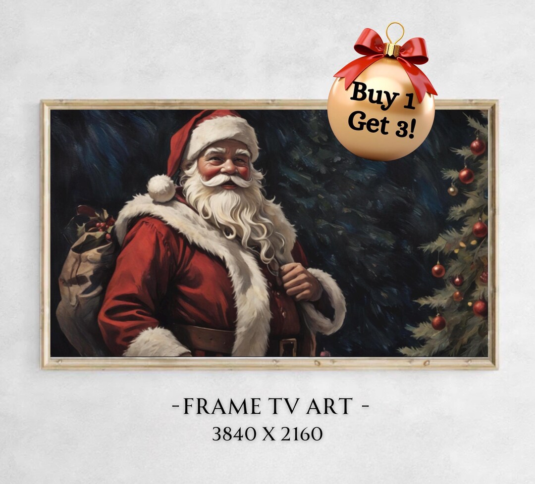 Santa Frame TV Art, Christmas Wall Decor (digital Download) - Etsy