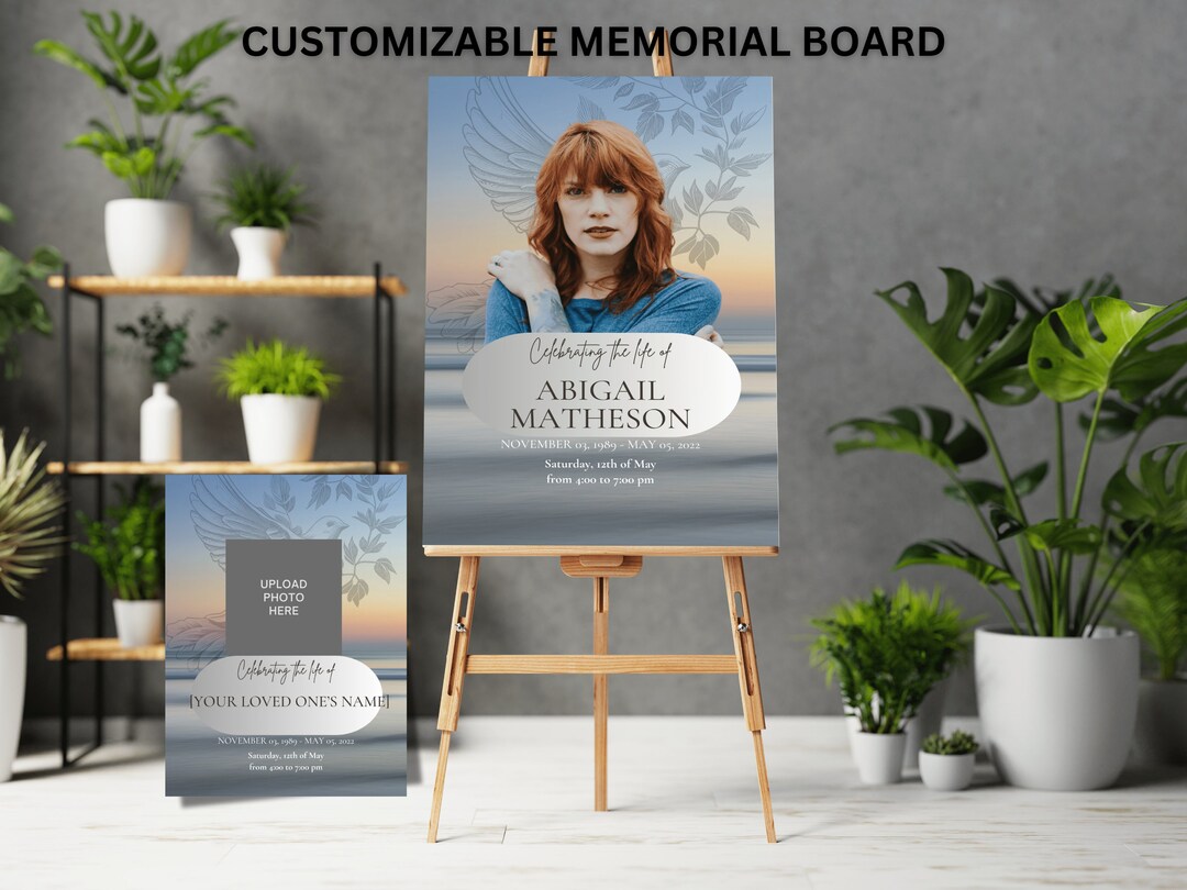 Celebration of Life Memorial Board Personalized Funeral Display Mom Dad ...