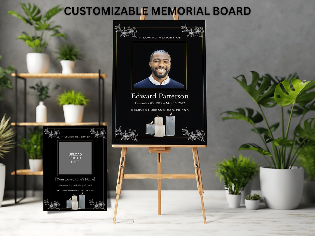 Celebration of Life Memorial Board Personalized Funeral Display Mom Dad ...