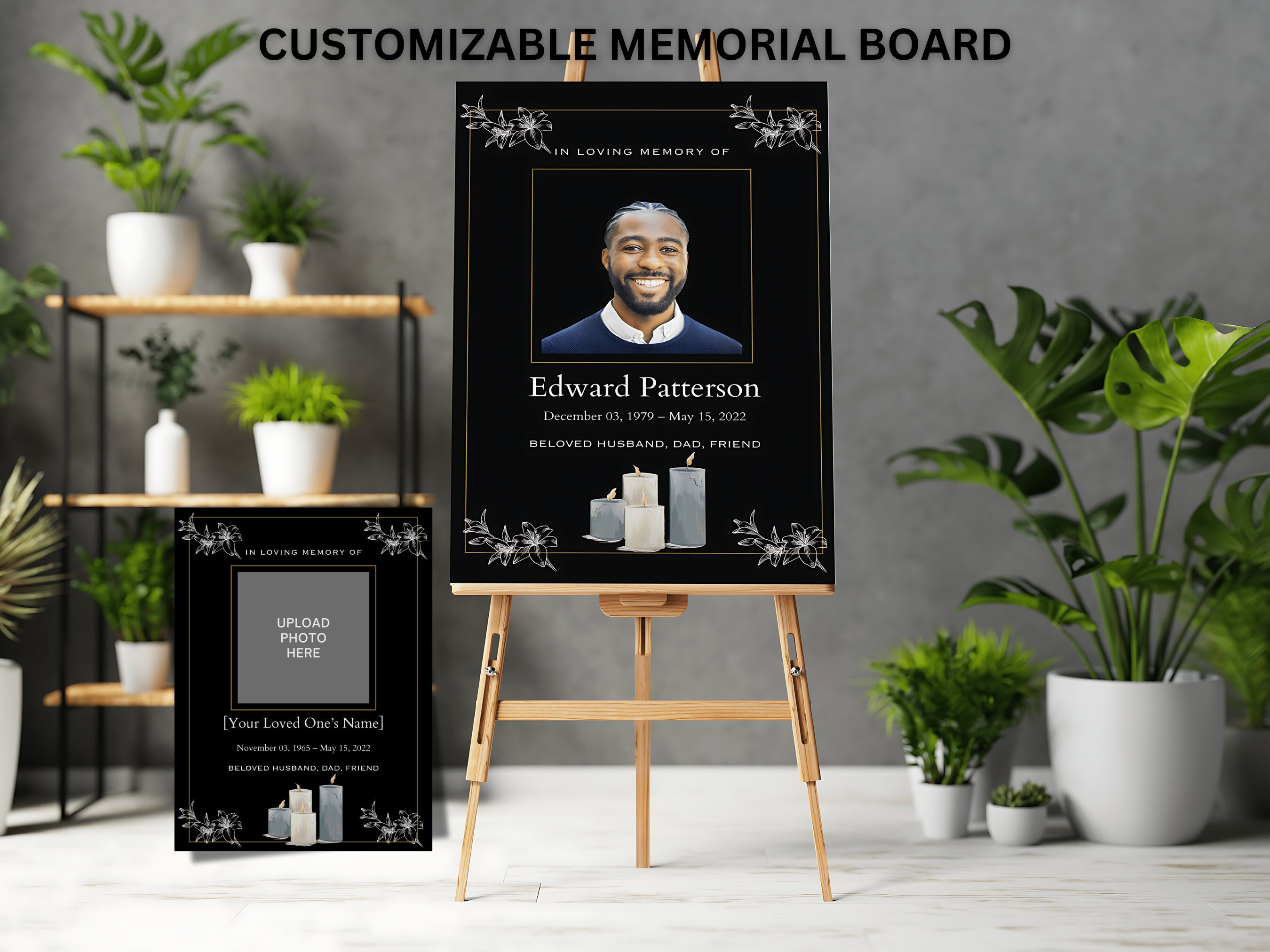 Celebration of Life Memorial Board Personalized Funeral Display Mom Dad ...
