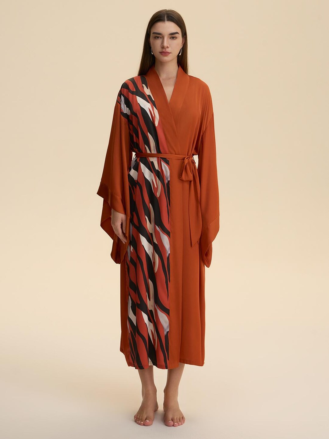 Deep Crimson Wave Kimono Robe,wedding Robe, Holiday Christmas Gift ...