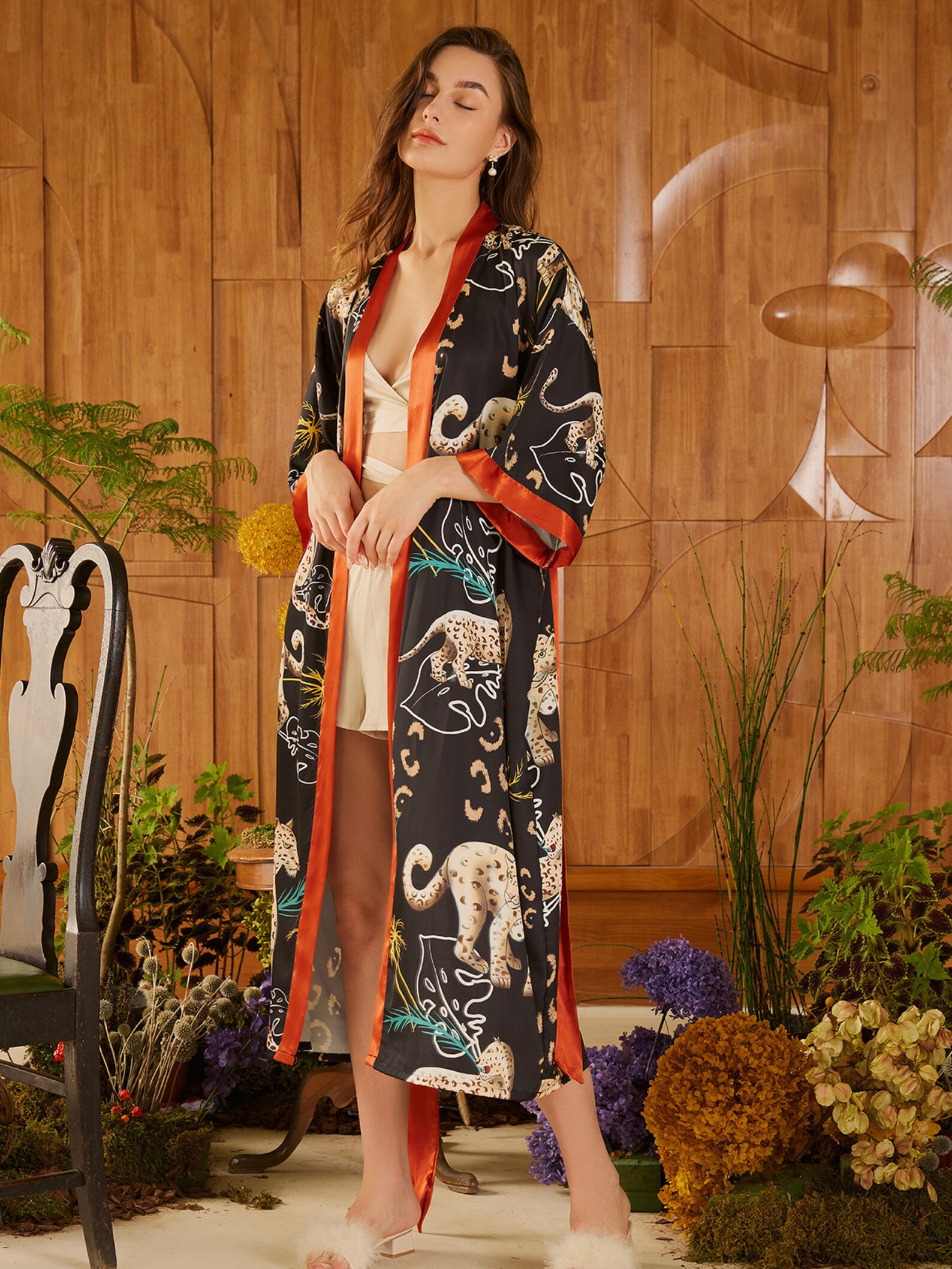 Jungle Animals Kimono Robe Dressing Gown, Silk Wedding Robe, Mother's ...