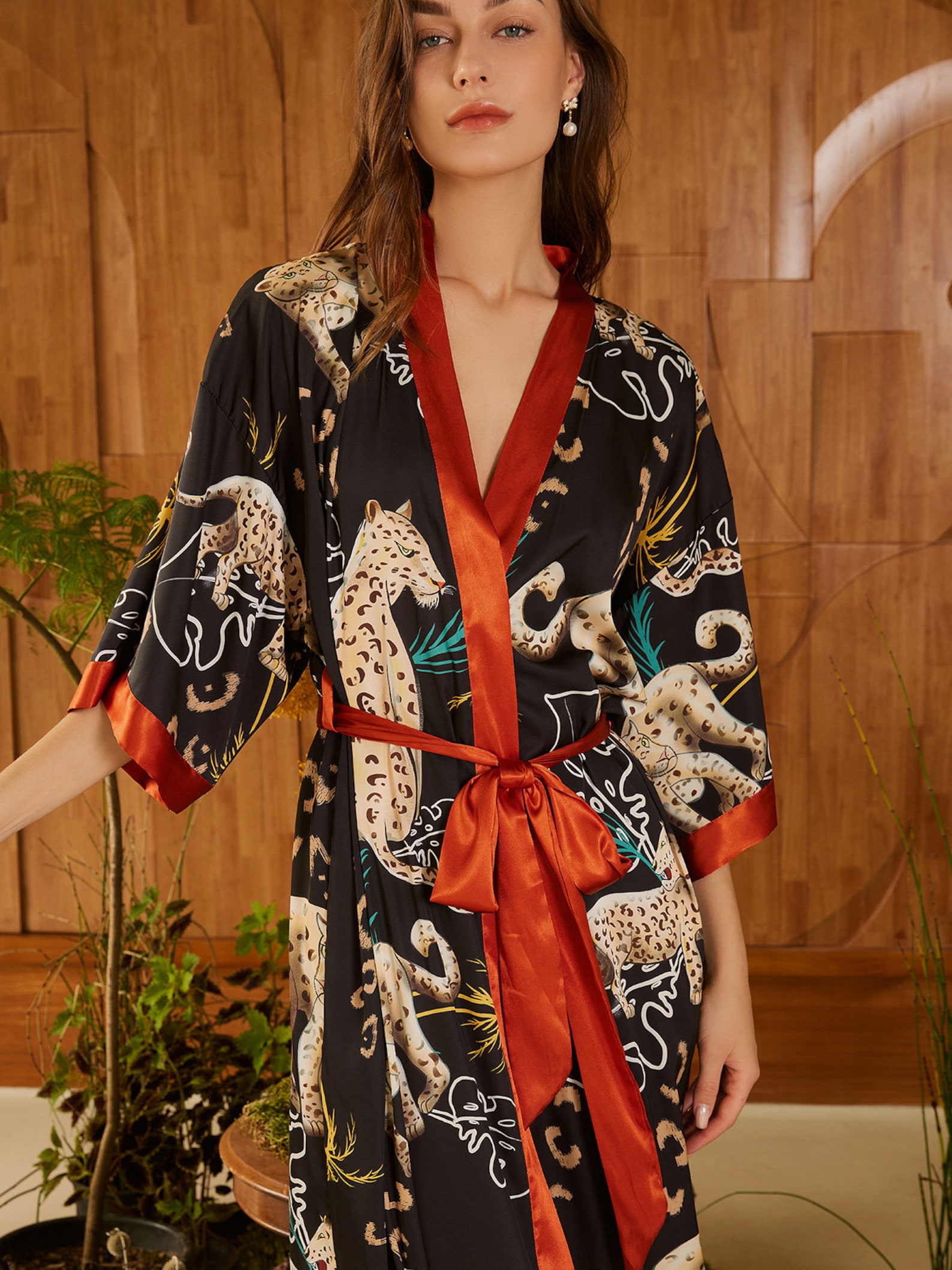 Jungle Animals Kimono Robe Dressing Gown, Silk Wedding Robe, Mother's ...