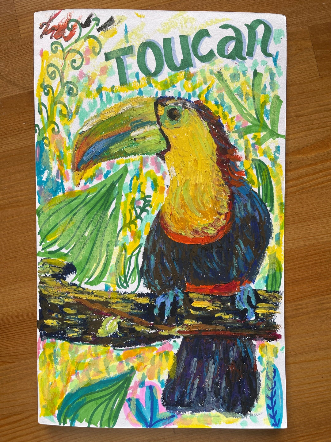 Colorful Toucan Resting on A Branch Pastel Painting - Etsy