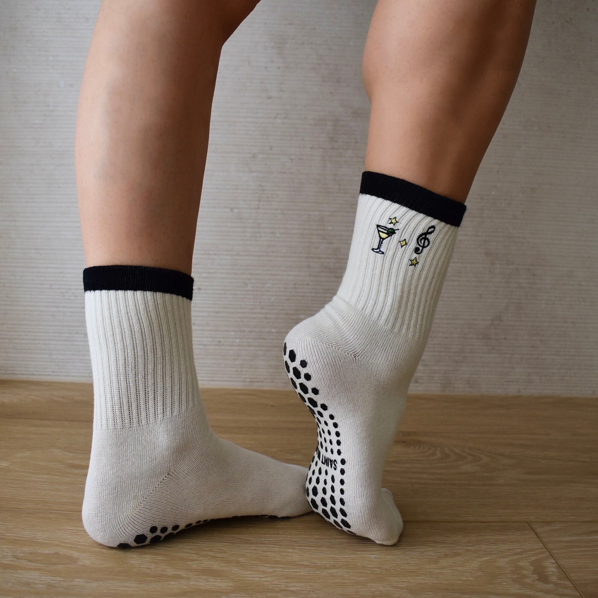 Happy Hour Mid-crew Pilates Grip Socks - Etsy