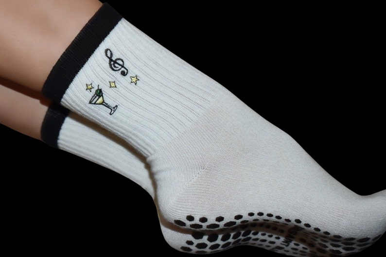 Happy Hour Mid-crew Pilates Grip Socks - Etsy