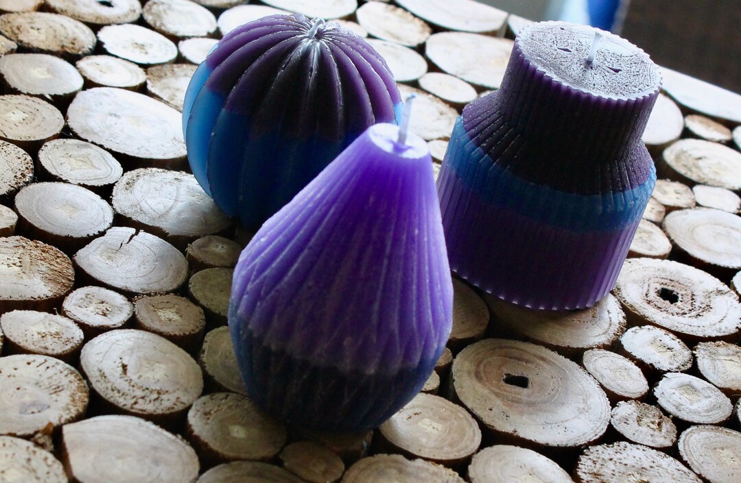 Handmade Purple Pillar Candles: Organic Soy Wax, Aromatic Scent - Etsy