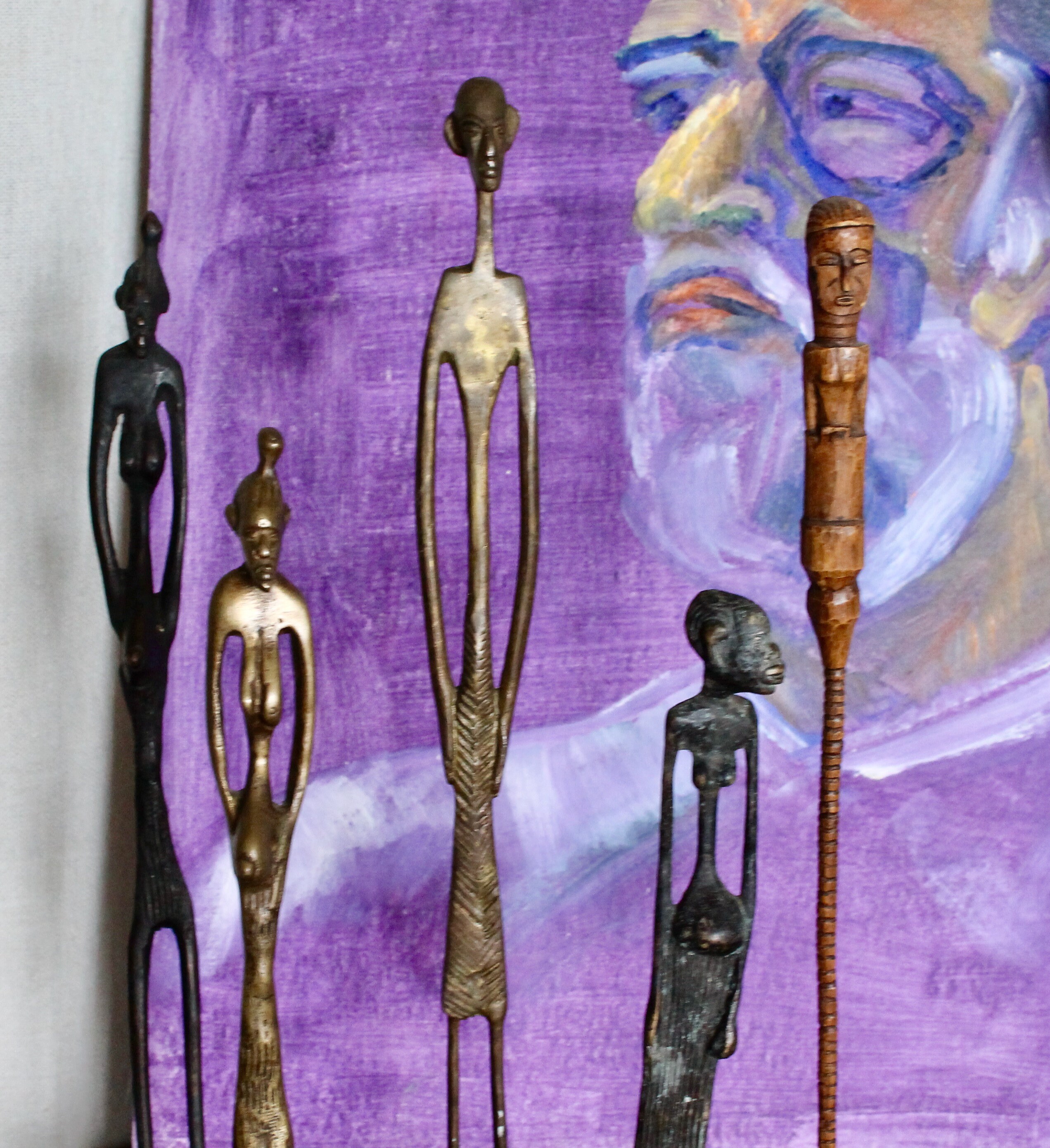 Vintage African Statue of Man Tall and Thin Unique Bronze African ...