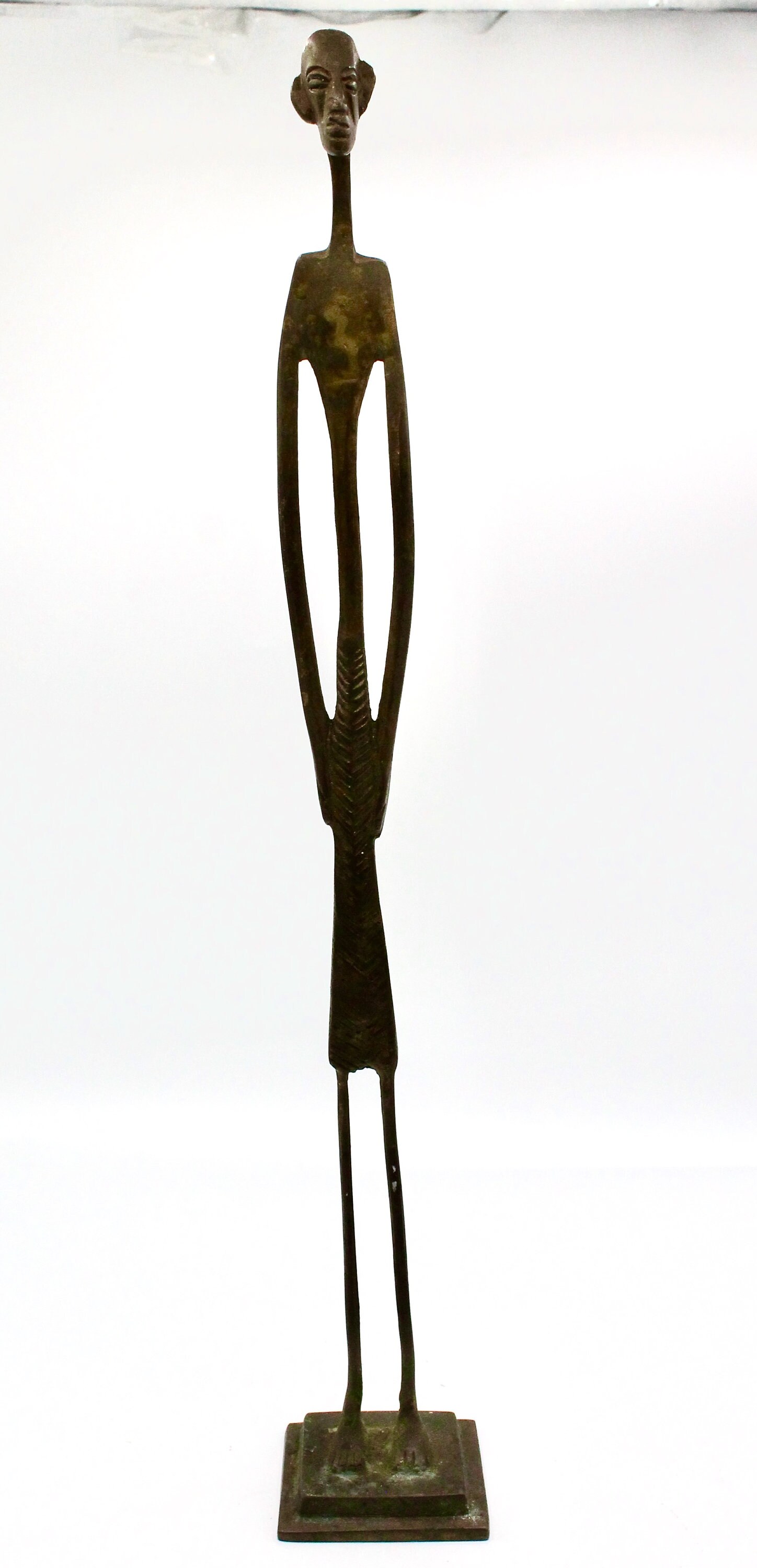 Vintage African Statue of Man Tall and Thin Unique Bronze African ...