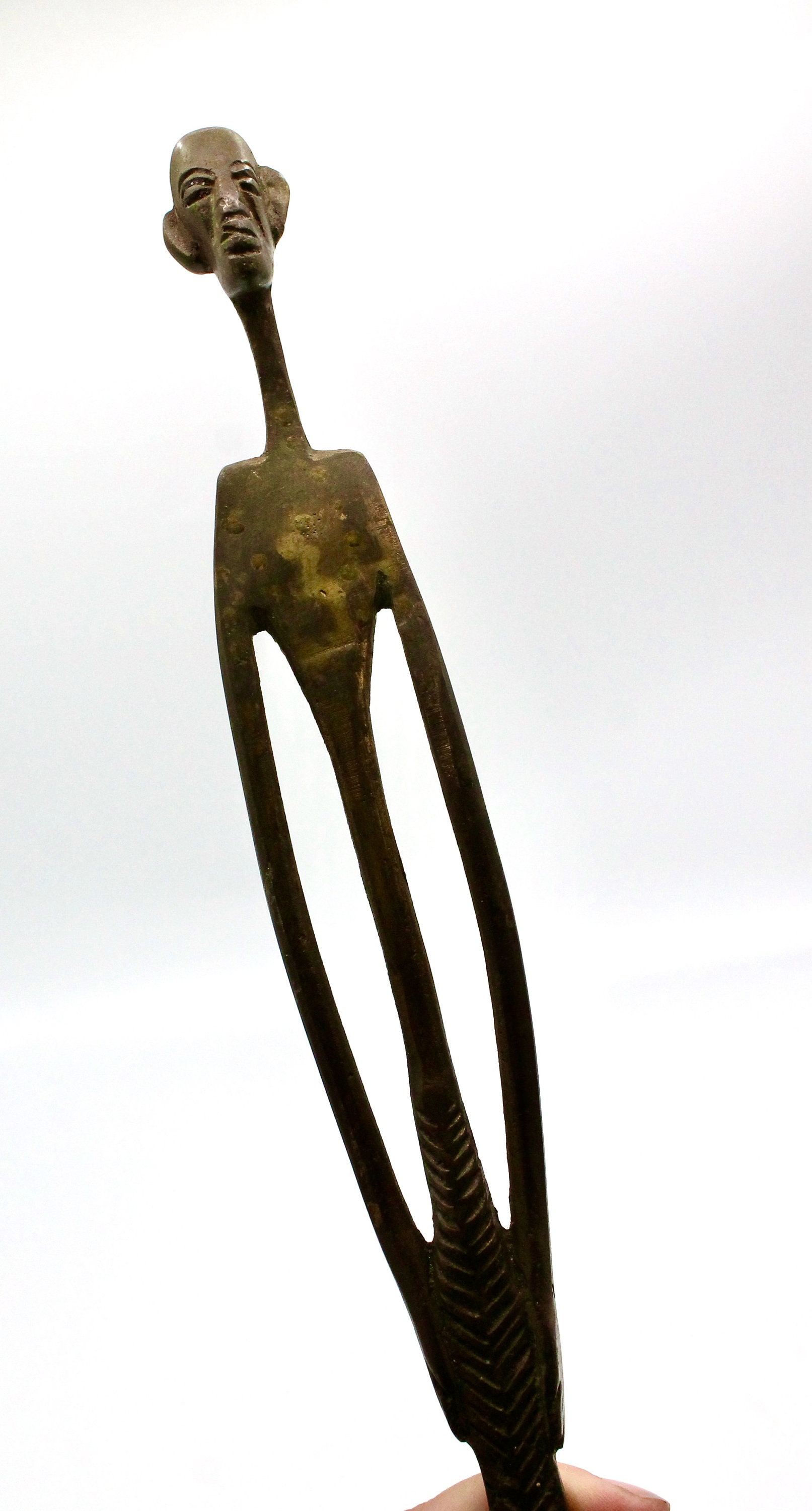 Vintage African Statue of Man Tall and Thin Unique Bronze African ...