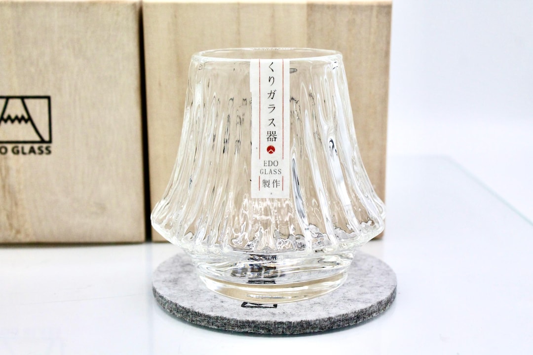 Edo Mt Fuji Style Whiskey Glass: Japanese Crystal Rocks Glass in Wood ...