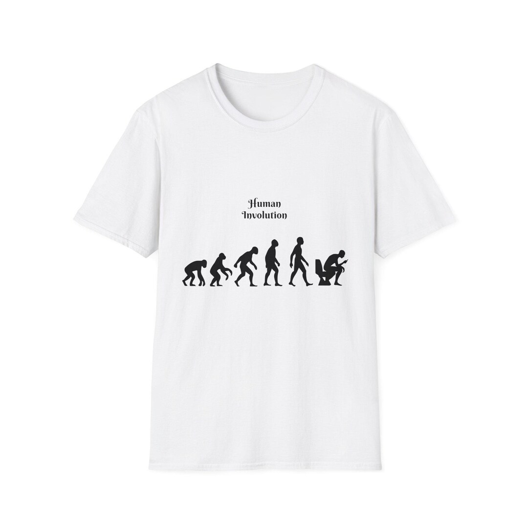 Human Evolution Human Involution on the Toilet Unisex Short Sleeve ...
