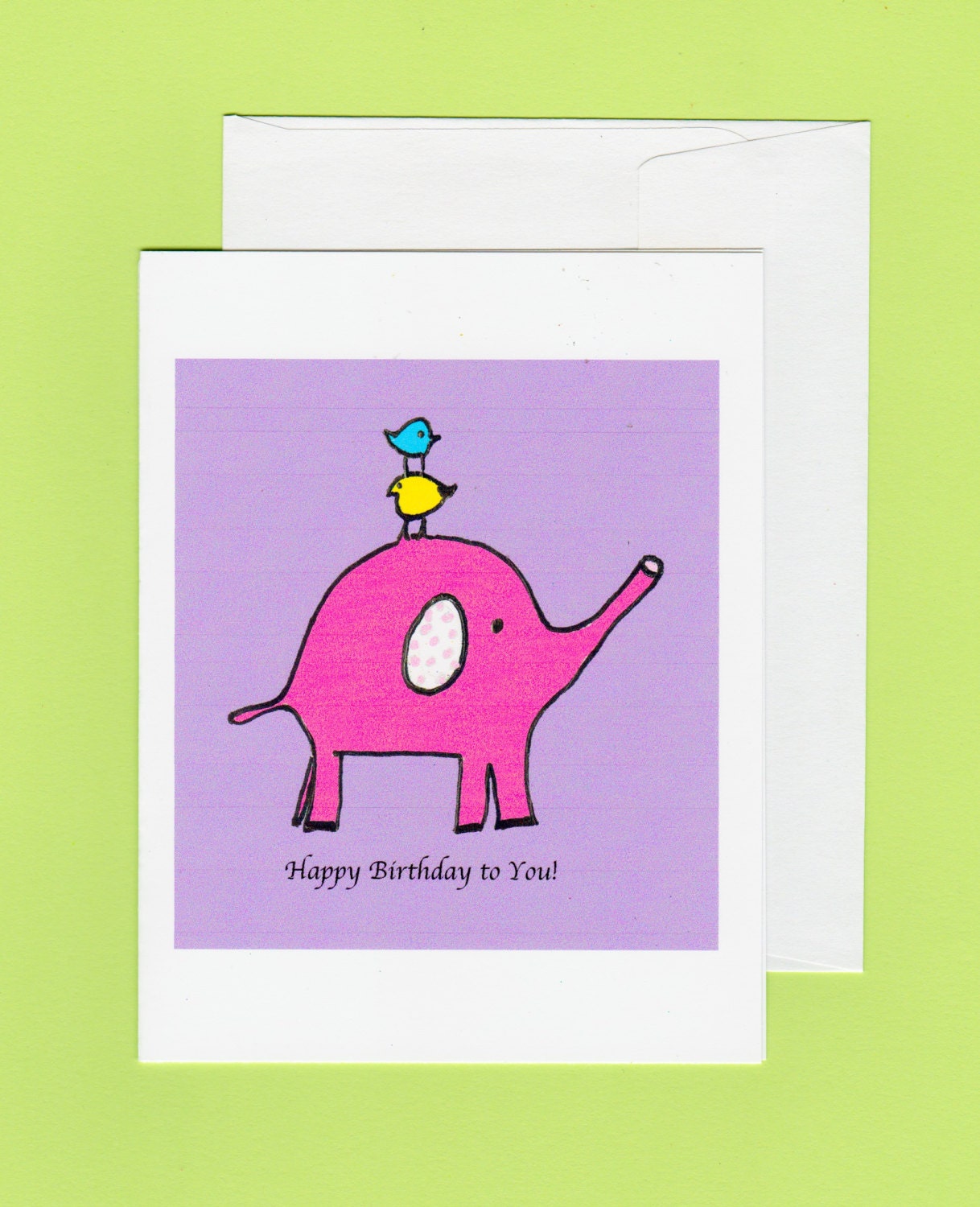 Pink Elephant Birthday Greeting Card, Elephant Card, Birthday Card ...