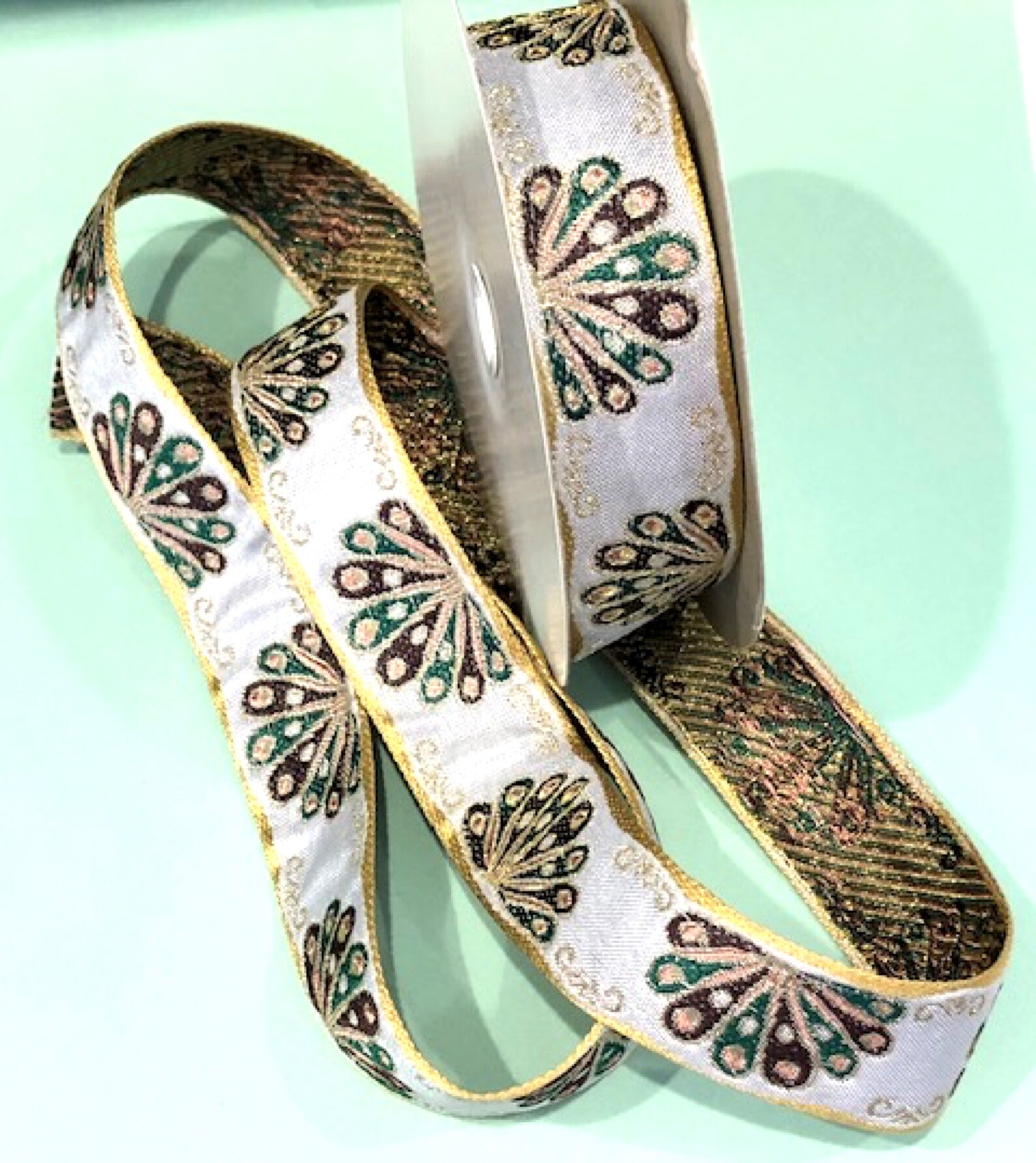Peacock Ribbon, Peacock, Jacquard Ribbon - Etsy