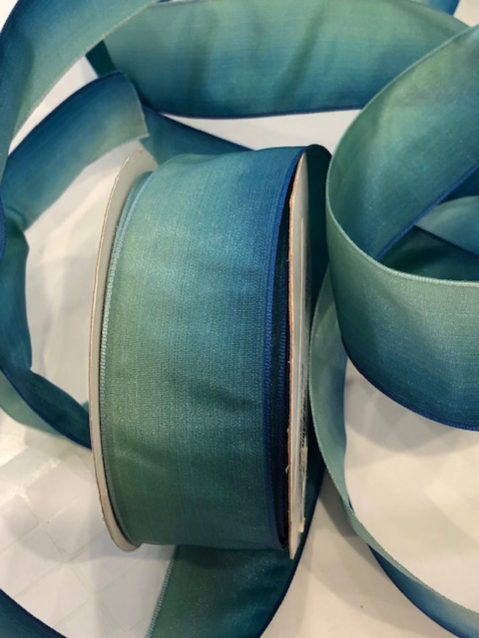 Ombre, Ribbon, Teal, Green Ombre, Wired Ribbon - Etsy