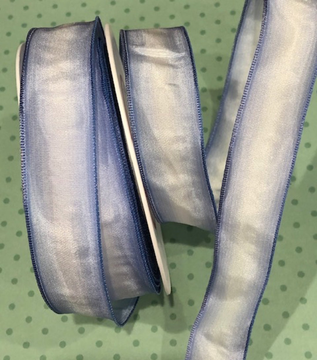 Ombre Ribbon, White to Blue Ombre, Blue and White Ombre. Wired Ribbon ...