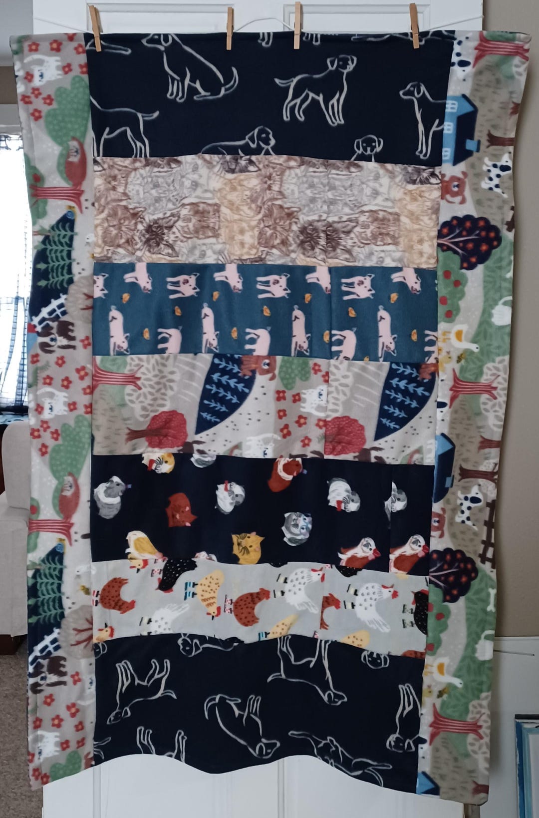 Animals on the Farm Fleece and Flannel Throw Blanket - Etsy