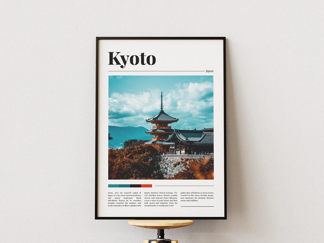 Kyoto Japan Travel Poster | Japanese Wall Art, Temple Landscape Print ...