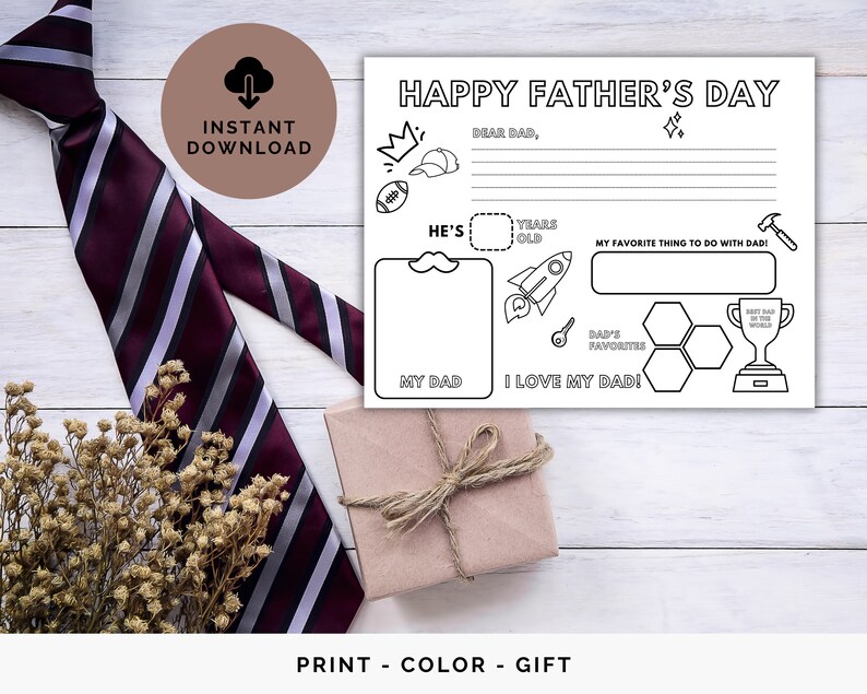 Father's Day All About Dad Printable Questionnaire for Kids Greeting ...