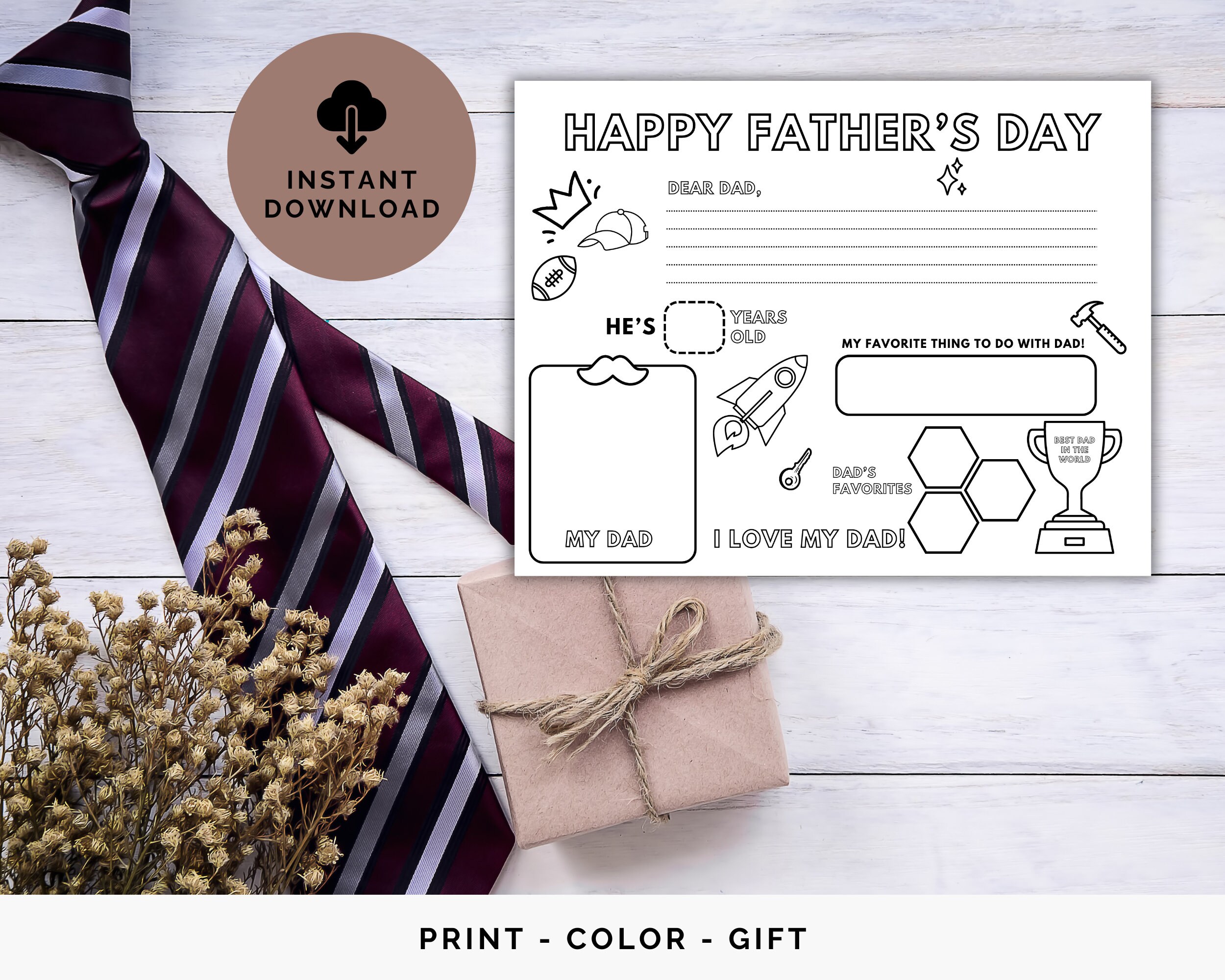 Father's Day All About Dad Printable Questionnaire for Kids Greeting ...