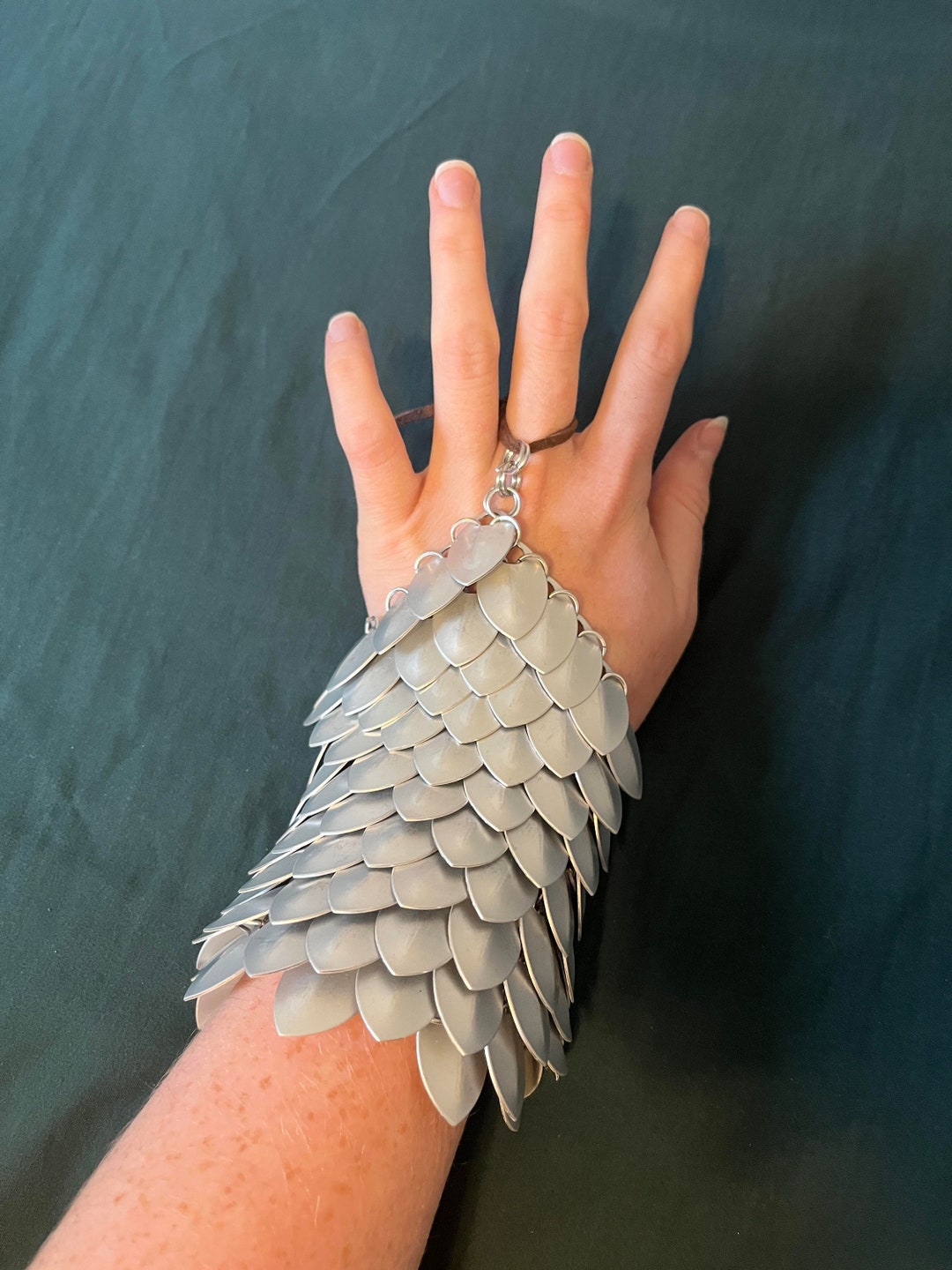 Silver Scale Mail Gauntlet - Etsy
