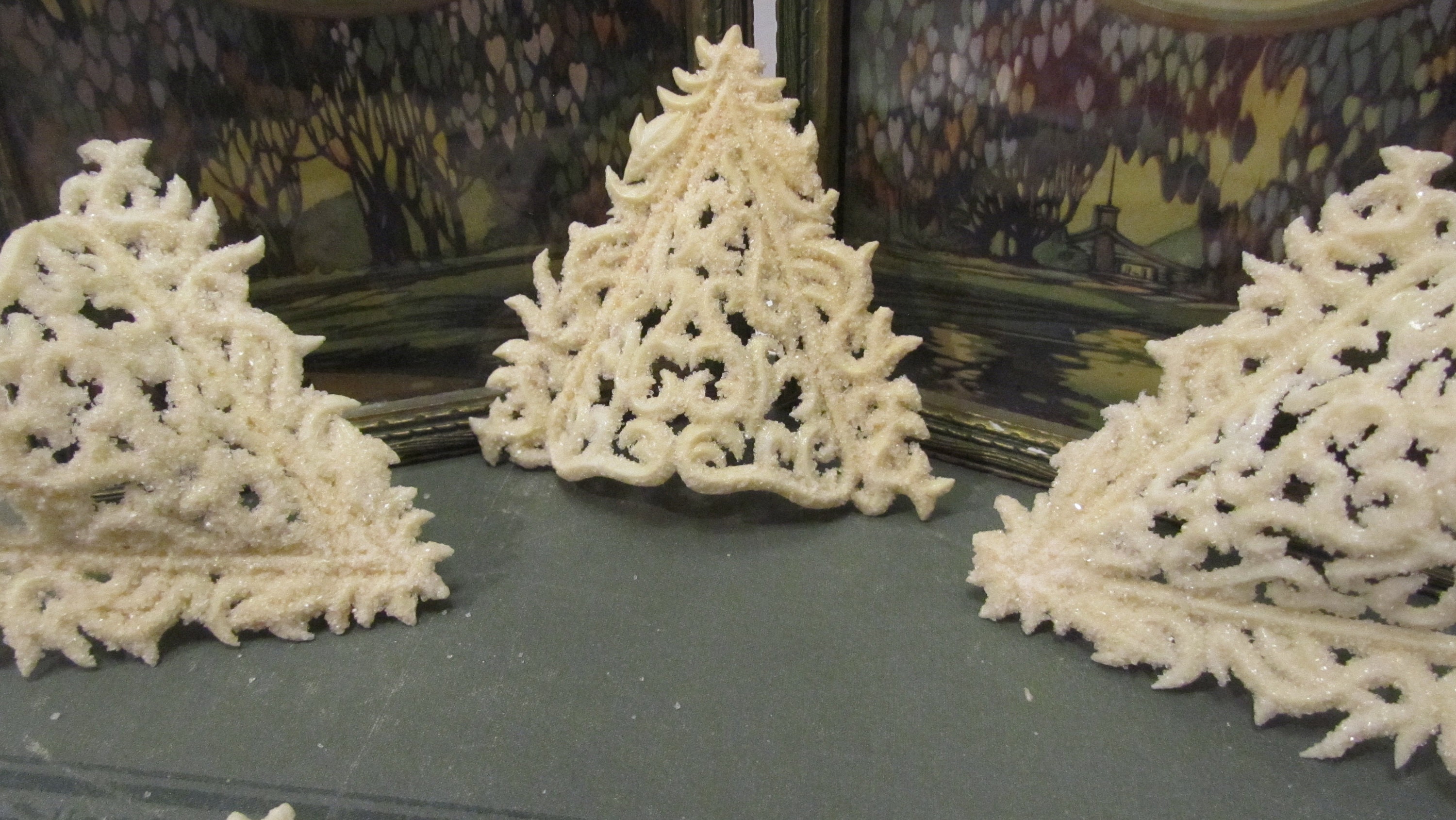 Vintage 1950s Church Sugared Wedding Cake Decorations Sugar House ...