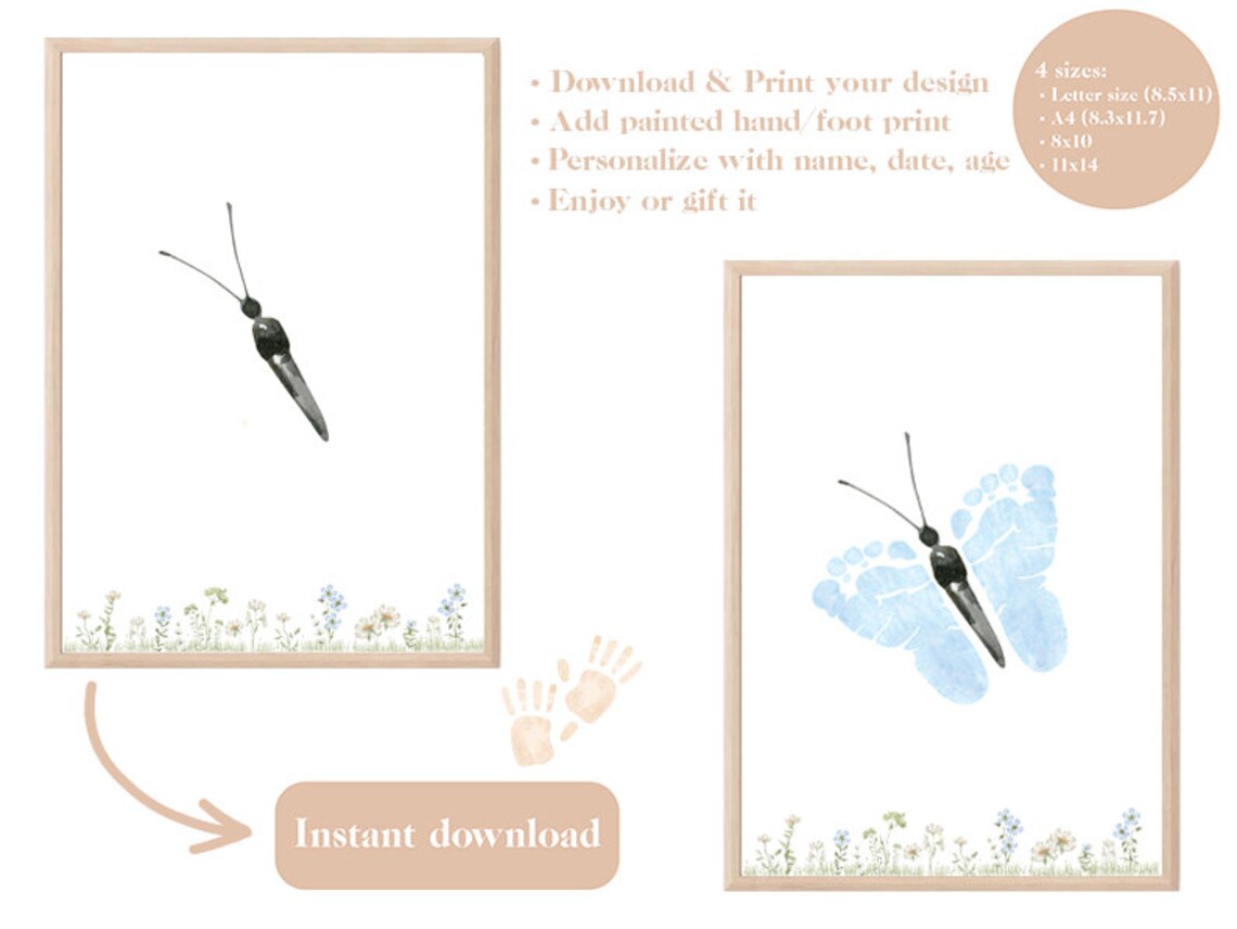 Butterfly Footprint Craft Summer Craft Baby & Kids' Footprint Keepsake ...