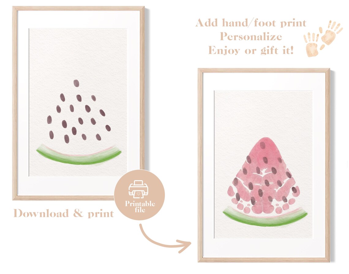 Watermelon Footprint Craft | One in a Melon | Baby & Kids' Handprint ...