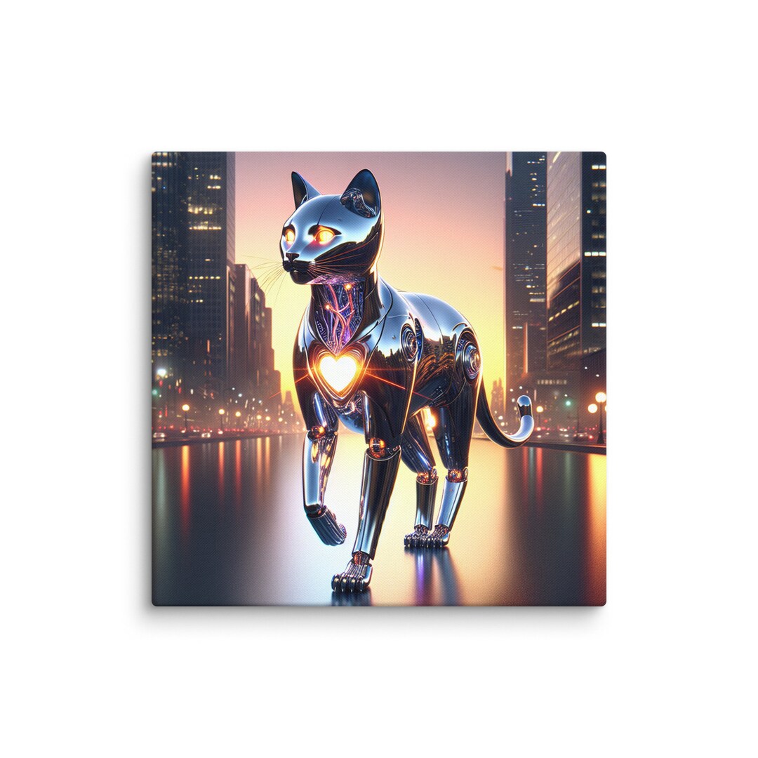 Cyberpunk Cat Canvas | Vivid Fade-resistant Print | Hand-stretched Poly ...