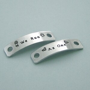 We Run as One - Canine Agility Shoe Tags - Hand Stamped Dog Agility ...