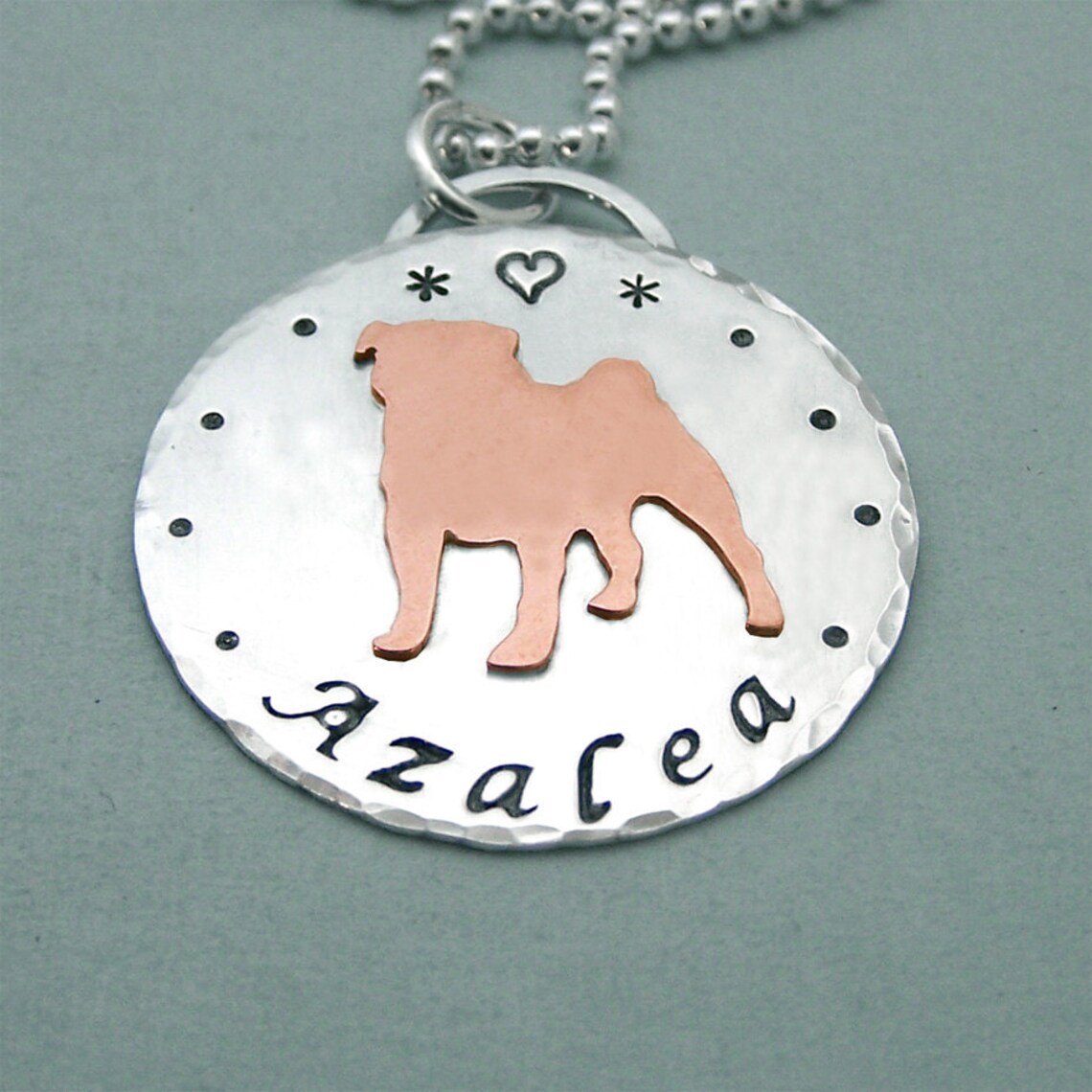Personalized Pug Necklace - Sterling Silver and Copper - Multum in ...