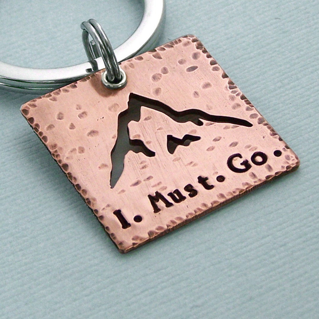 I Must Go - Mountain Key Ring - Take a Hike - Copper Hiker's Keychain ...