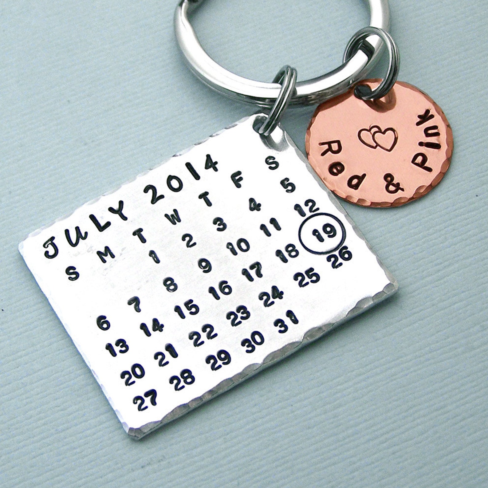 Personalized Calendar Key Ring - Aluminum and Copper Key Chain - Etsy