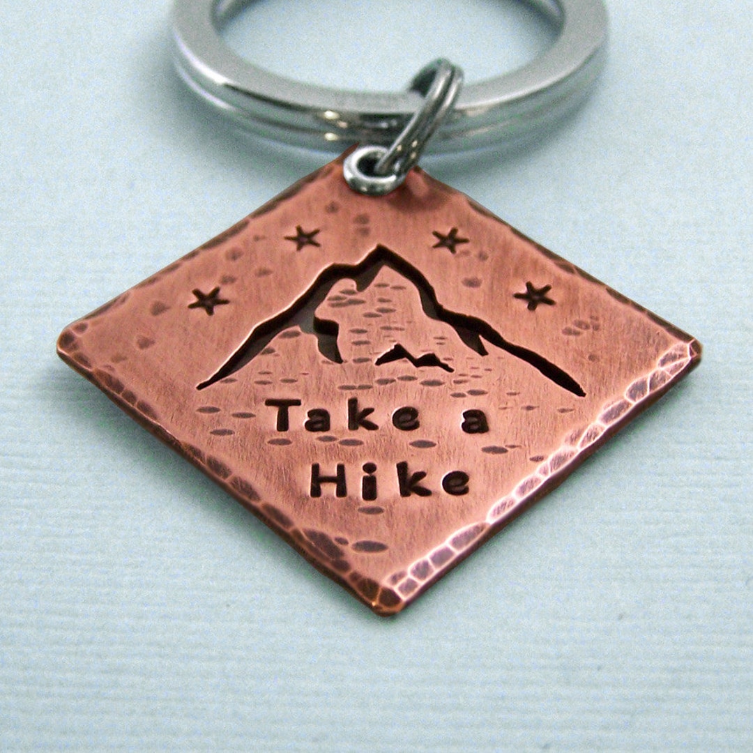 Mountain Key Ring - Take a Hike - Copper Hiker's Keychain - Wanderlust ...