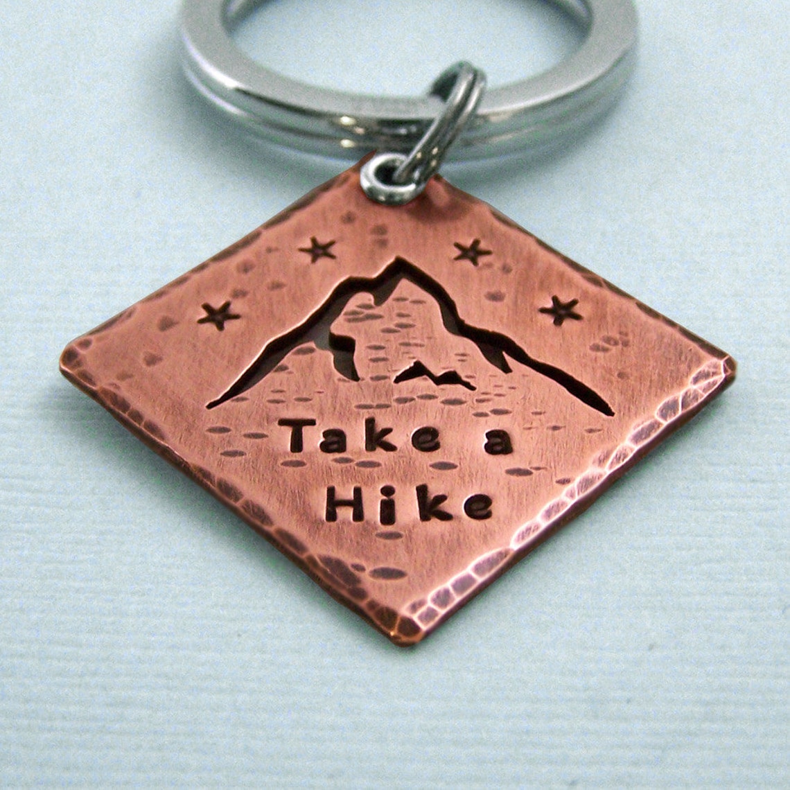 Mountain Key Ring Take a Hike Copper Hiker's Keychain - Etsy