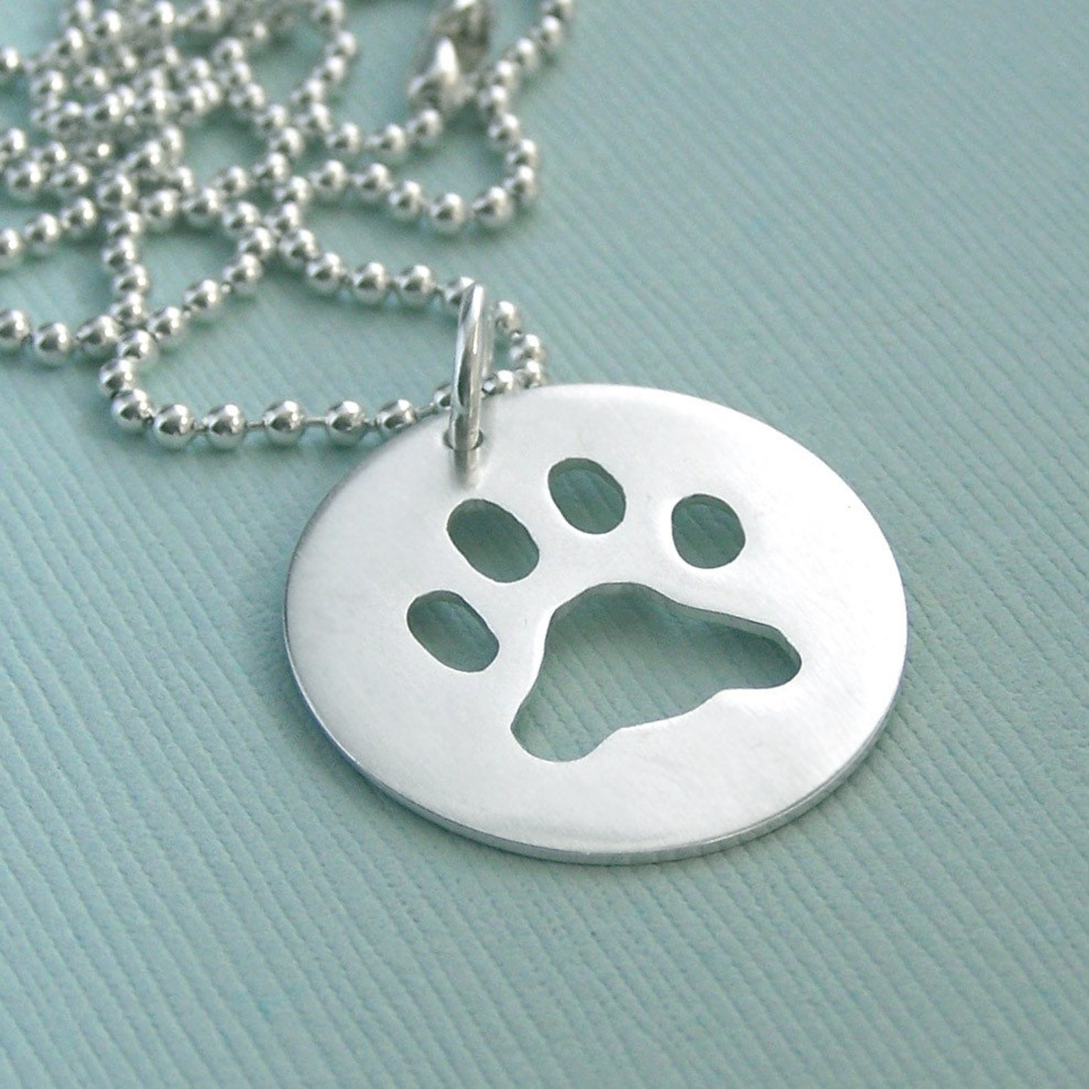 Sterling Silver Paw Print Necklace - Etsy